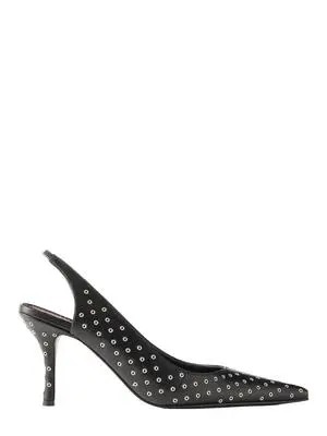 Magda Butrym Eyelet-embellished Leather Slingback Pumps - Black