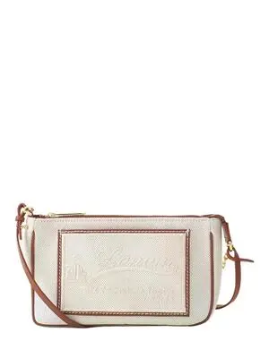 LANVIN Embroidered-logo Crossbody Bag - Neutrals