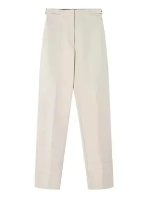 LANVIN Belted Trousers With Turn-up Hem - Neutrals