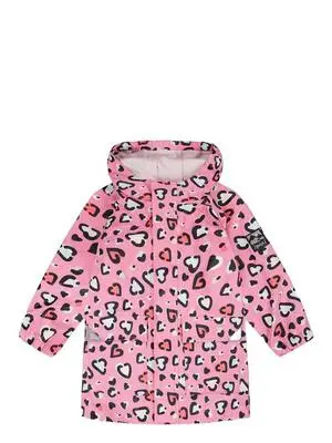 DEUX PAR DEUX Polyurethane Heart Print Rain Jacket - Pink Heart Print