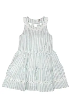 DEUX PAR DEUX Striped Sleeveless Tiered Dress - White And Blue Stripes