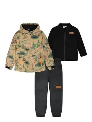 DEUX PAR DEUX 3-in-1 Mid-season Motocross Outerwear Set - Brown Printed Motocross