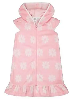 DEUX PAR DEUX Terry Cloth Beach Hoodie Dress - Pink Printed Flowers