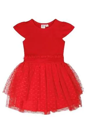 DEUX PAR DEUX Bi-material Dress - Red