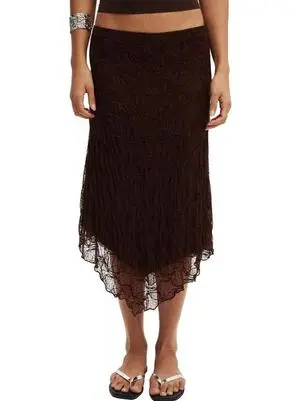 COTTON ON Lace Midi Skirt - Dark Oak Lace