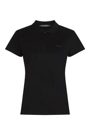 Karl Lagerfeld Classic-collar Polo Top - Black