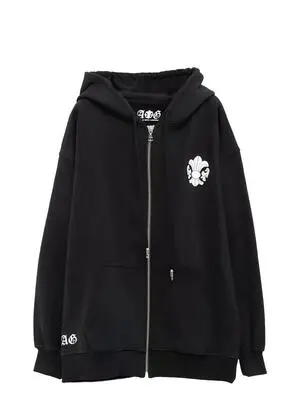 AMAL GUESSOUS Logo Print Zip-up Hoodie - Black