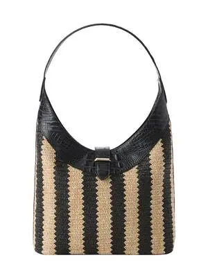 Brahmin Gwynne Croc Embossed Leather Shoulder Bag Black