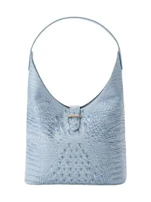 Brahmin Gwynne Croc Embossed Leather Shoulder Bag - Stonewash