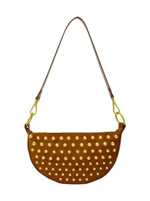 THINK ROYLN Superstar Studded Crossbody Bag - Dark Golden Suede W/studs