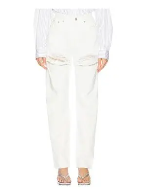 AREA Crystal Fray Slit Jean - White