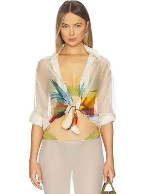 DONDE ESTEBAN Salpicon Chiffon Shirt - Beige Multi