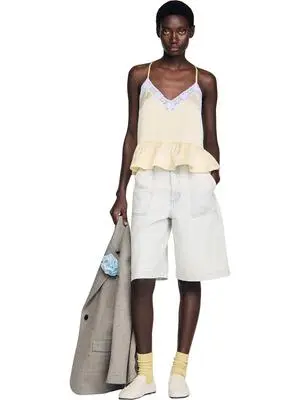 Sandro Peplum Top - Light Yellow