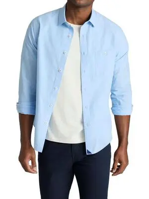 UNTUCKIT Sutherland Regular Fit Solid Summerweight Cotton & Linen Button-up Shirt Light Blue