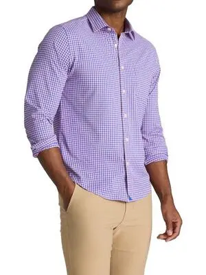 UNTUCKIT Quinby Gingham Check Performance Button-up Shirt - Pink Blue