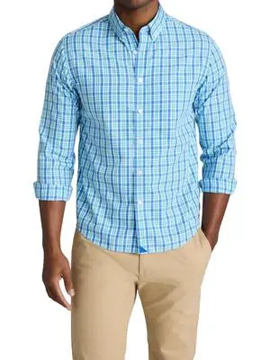 UNTUCKIT Kenmare Regular Fit Plaid Wrinkle Free Cotton Button-down Shirt - Blue/teal