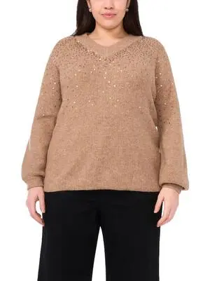 Vince Camuto Sequin Cotton Sweater - Taupe