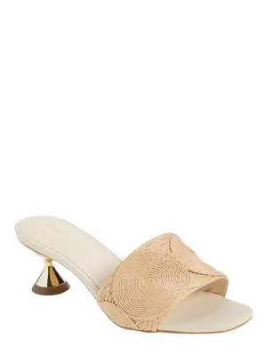 KOKO + PALENKI Silan Kitten Heel Slide Sandal - Natural Raffia