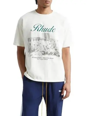 Rhude Virgin Islands Script Logo Graphic T-shirt - Vintage White/black/green