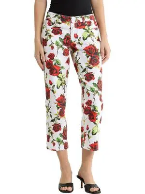 L'Agence Blaine Rose Stovepipe Nonstretch Jeans - White/red Romantic Rose
