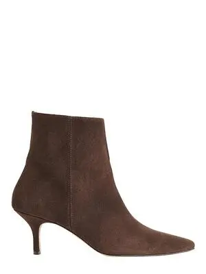 Whistles Suede Kitten Heel Pointed Boots - Chocolate