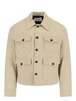 TONYWACK Linen Blend Button Jacket - Beige