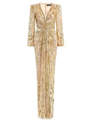 Jenny Packham Darcy Sequin-embellished Maxi Dress - Neutrals
