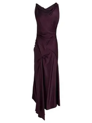 Victoria Beckham Draped Satin-crepe Maxi Dress - Grape