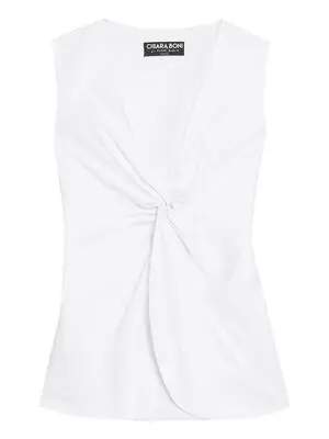 Chiara Boni La Petite Robe Rovix Twisted Cotton-blend Poplin Top - White