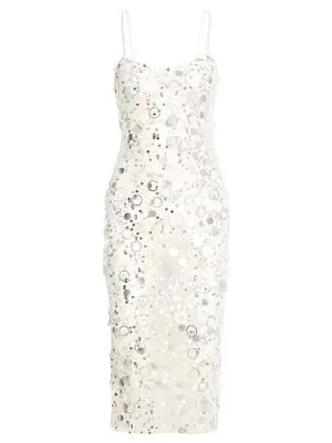 Retrofete Mischa Embellished Tulle Midi Dress - Silver