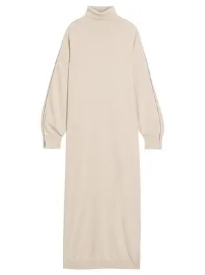 Brunello Cucinelli Cashmere Turtleneck Maxi Dress - Beige