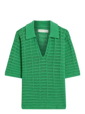 Chinti & Parker Crocheted Cotton Polo Shirt - Green