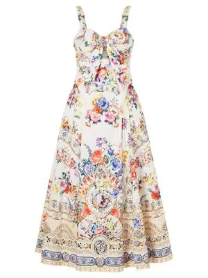 Camilla Ballerina Tie-detailed Floral-print Midi Dress - Multi