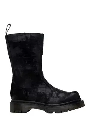 Dr. Martens Rejena Crocodile-effect Boots - Black