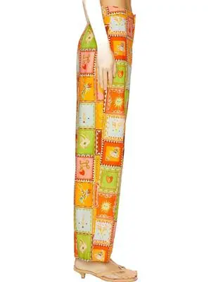 NEVER FULLY DRESSED Patchwork-print Trousers - Orange