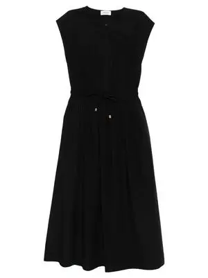 OTTOD'AME Drawstring Sleeveless Midi Dress - Black