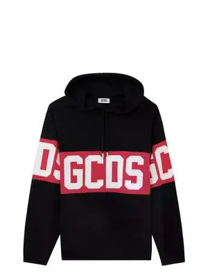Gcds Logo-band Hoodie - Black