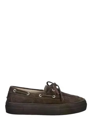 SUMMERY COPENHAGEN Lace-up Suede Boat Shoes - Brown