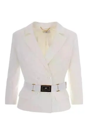 Elisabetta Franchi Belted Fitted Jacket - White