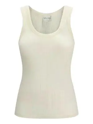 FORTE_FORTE Ribbed U-neck Top - Neutrals