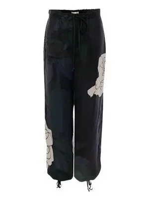 Victoria Beckham Floral-print Cargo Trousers - Black