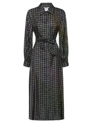 Max Mara Patterned Tie-waist Midi Dress - Blue