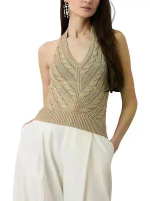 RALPH LAUREN Cable-Knit Backless Top