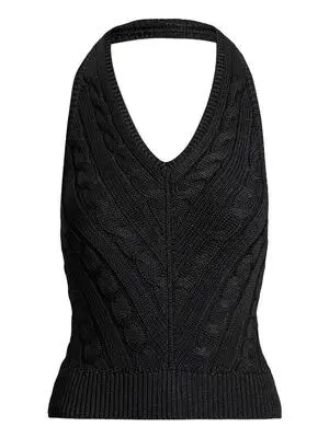 Ralph Lauren Cable-knit Halter Knitted Top - Black