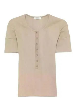 LEMAIRE Buttoned T-shirt - Neutrals