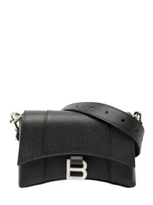 Balenciaga Calfskin Hourglass Downtown Xs Crossbody Bag - Black