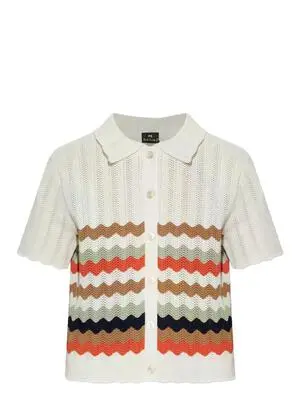 Paul Smith Zigzag-pattern Crochet Knit Shirt - Neutrals
