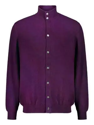 Fedeli Button High-neck Cardigan - Purple