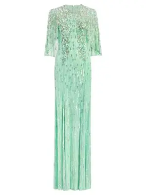 Jenny Packham Astra Sequin-embellished Maxi Dress - Green