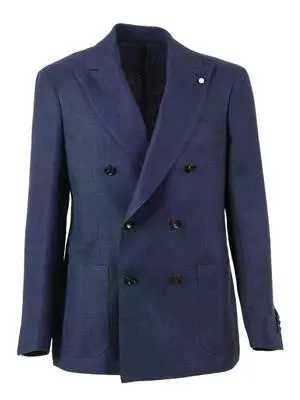 LUIGI BIANCHI MANTOVA Double-breasted Suit Jacket - Blue